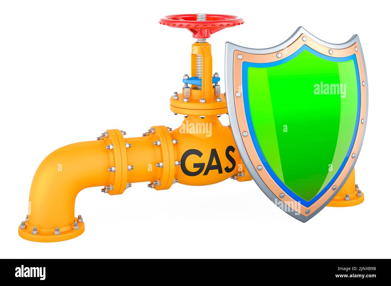 Gas pipeline with shield, 3D rendering isolated on white background ...