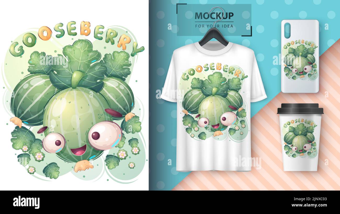 Cartoon character cute berry gooseberries poster and merchandising ...