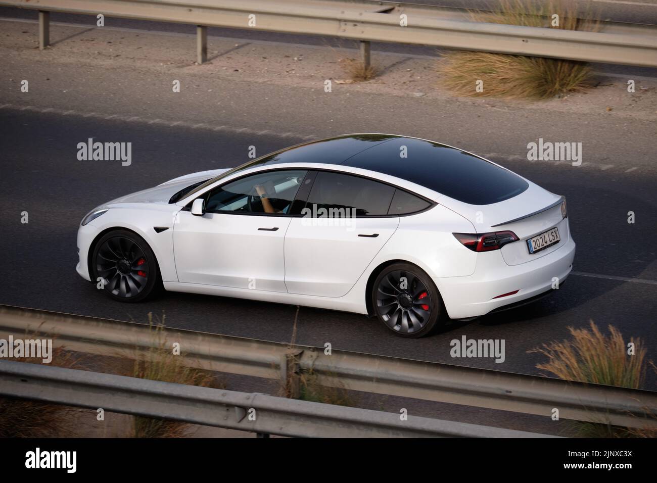 White car tesla model hi-res stock photography and images - Alamy