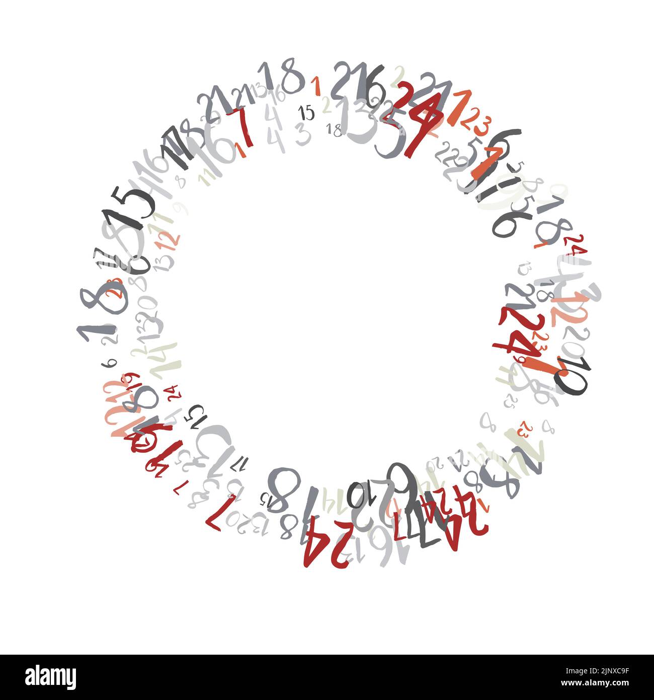 Color Numbers vector symbols. Round pattern of hand drawn brush ...