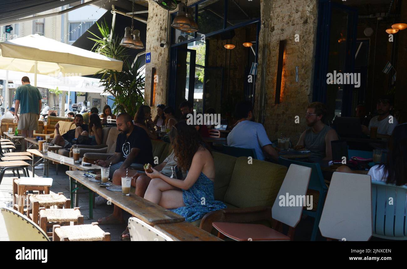 The poular Nabi Yuna cafe & bar in Tel-Aviv, Israel Stock Photo - Alamy