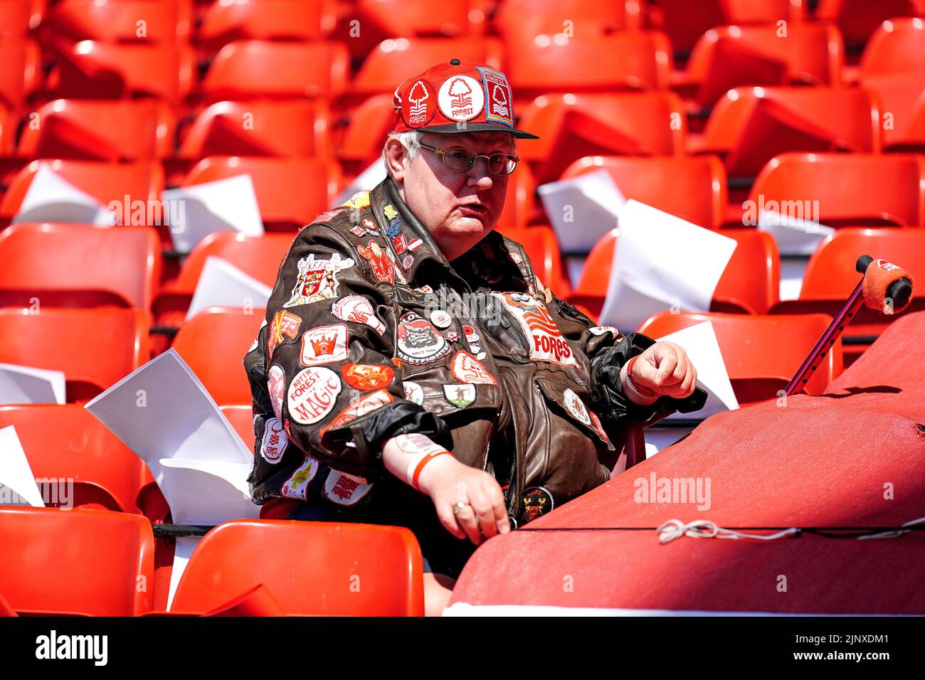 A Nottingham Forest fan in the stands before the Premier League match ...