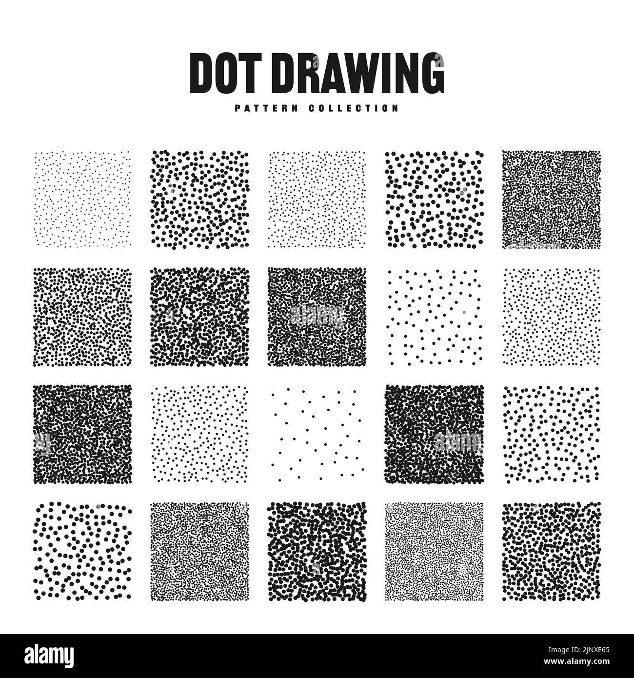 Square shaped dotted objects, stipple elements. Stippling, dotwork ...