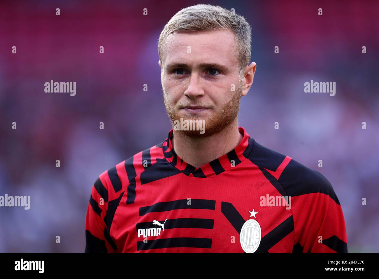 Tommaso Pobega of Ac Milan looks on during warm up before the Serie A ...
