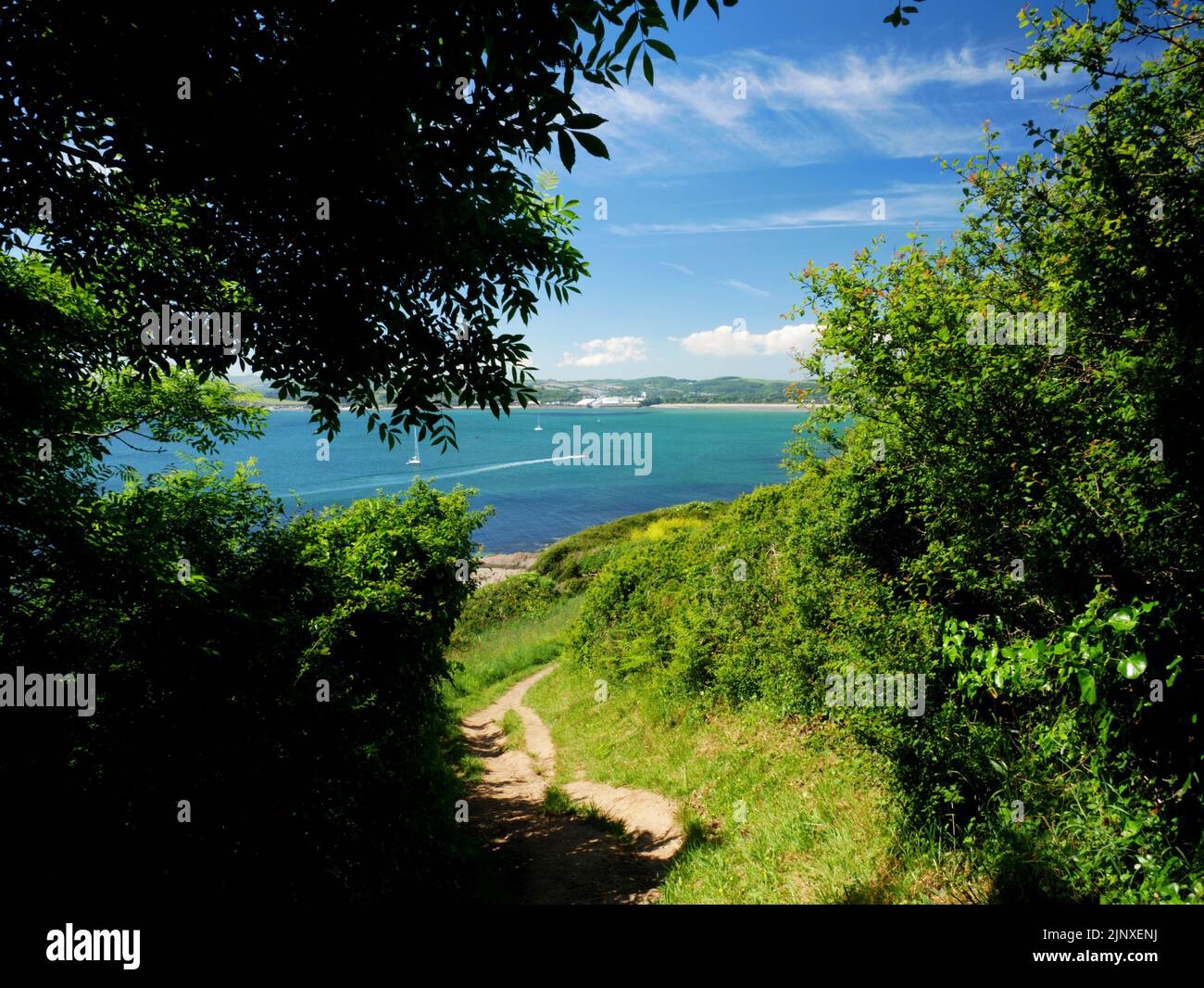 The coastal path near Polkerris towards Par, St Austell Bay, Cornwall ...