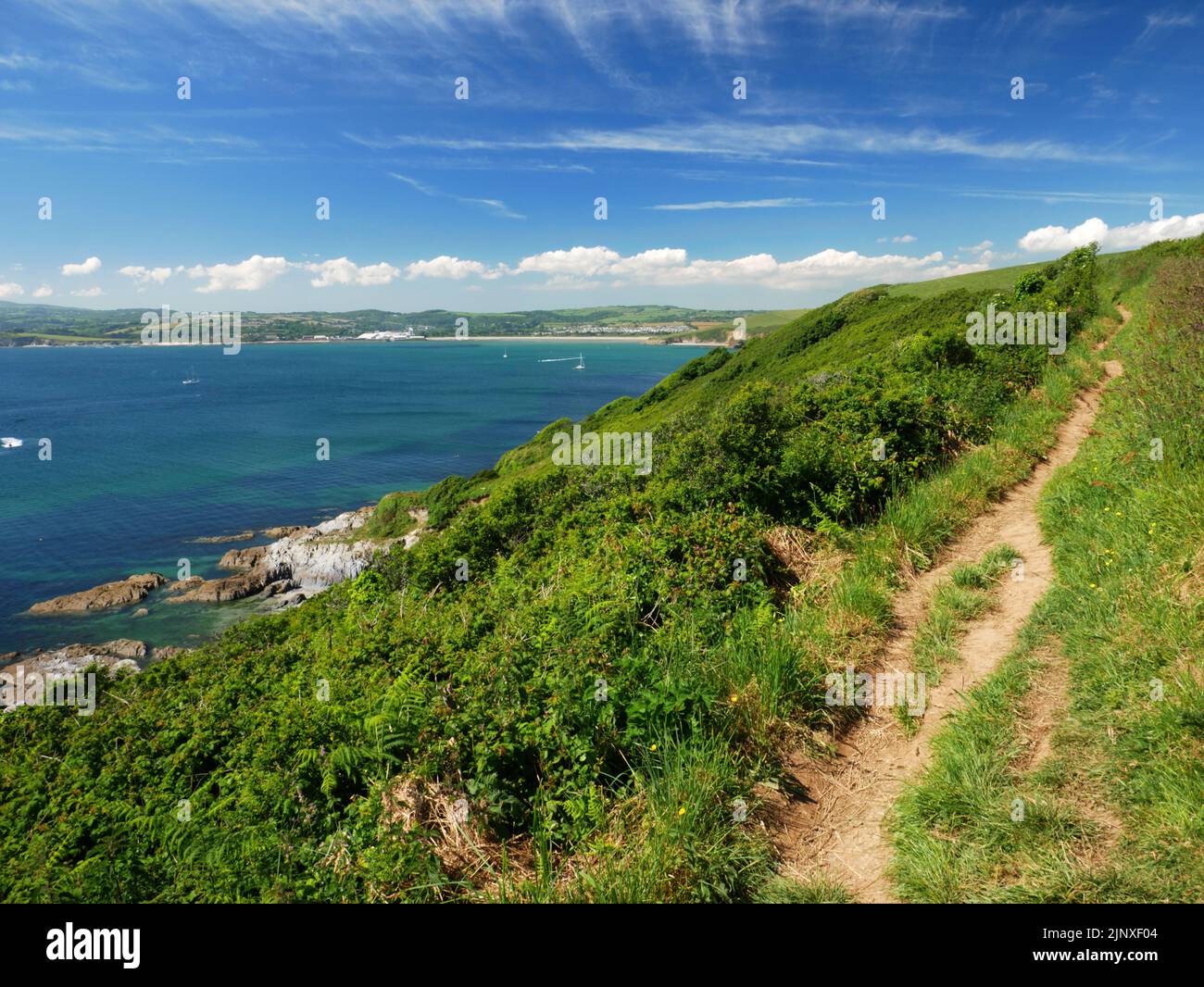The coastal path between Gribbin and Polkerris looking towards Par, St ...