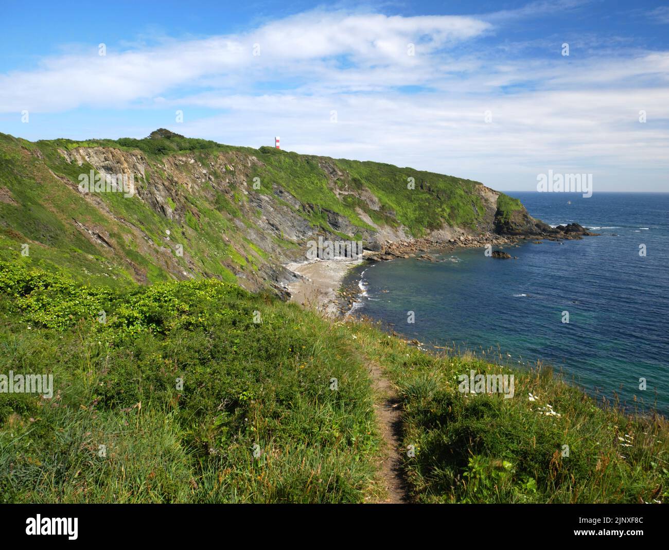 The coastal path at the Little Gribbin, near Gribbin Head, Fowey ...
