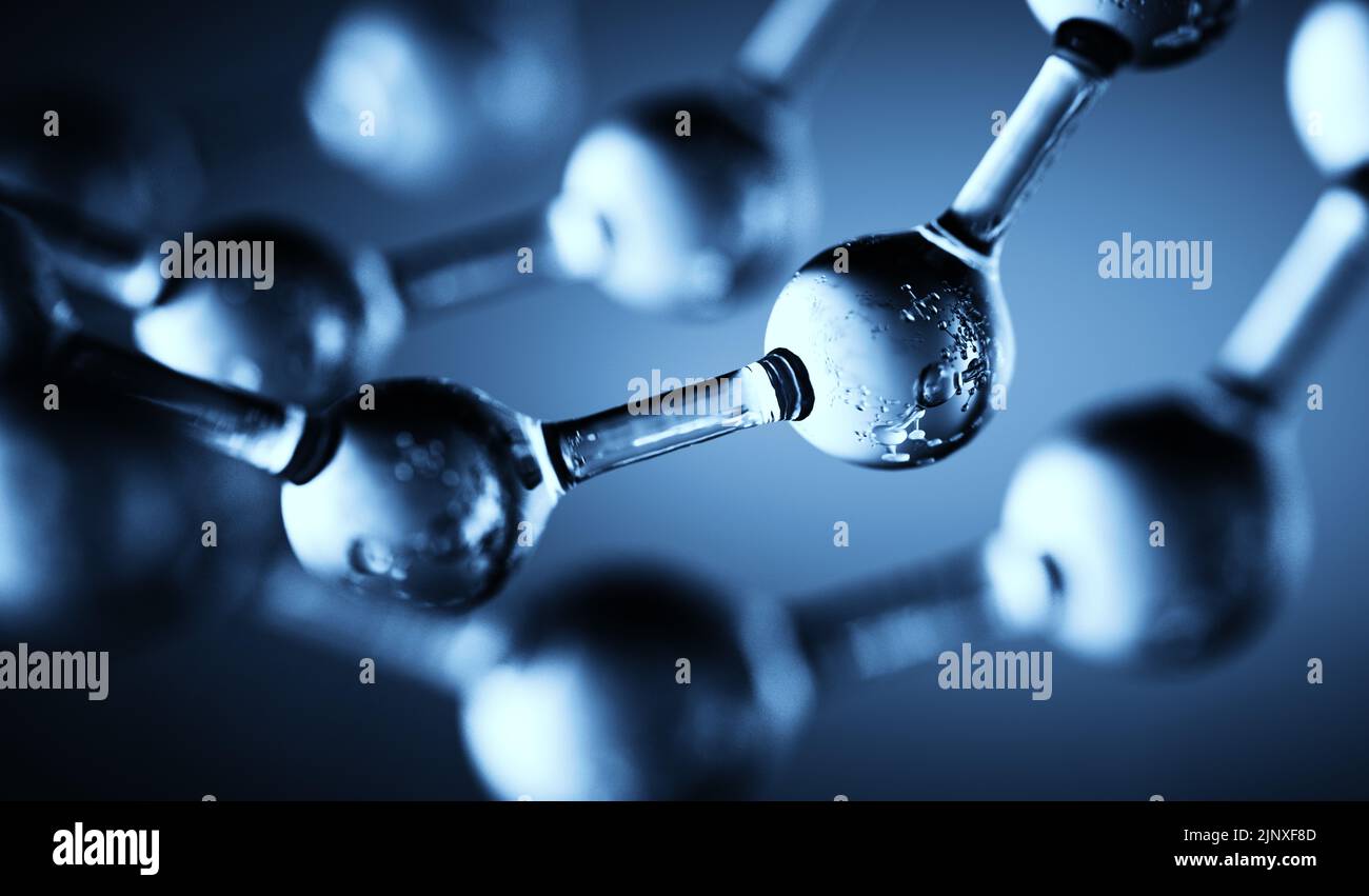 Molecules and atoms crystals constitute a single system. 3D molecular ...