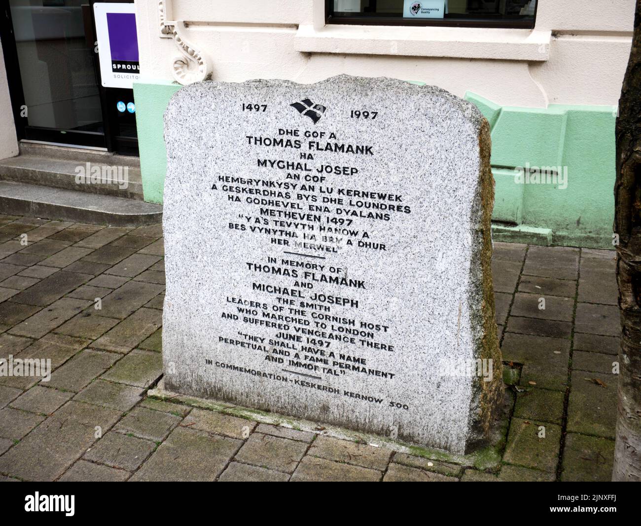 Memorial to Michael Joseph and Thomas Flamank, Cornish rebels, 1497 ...