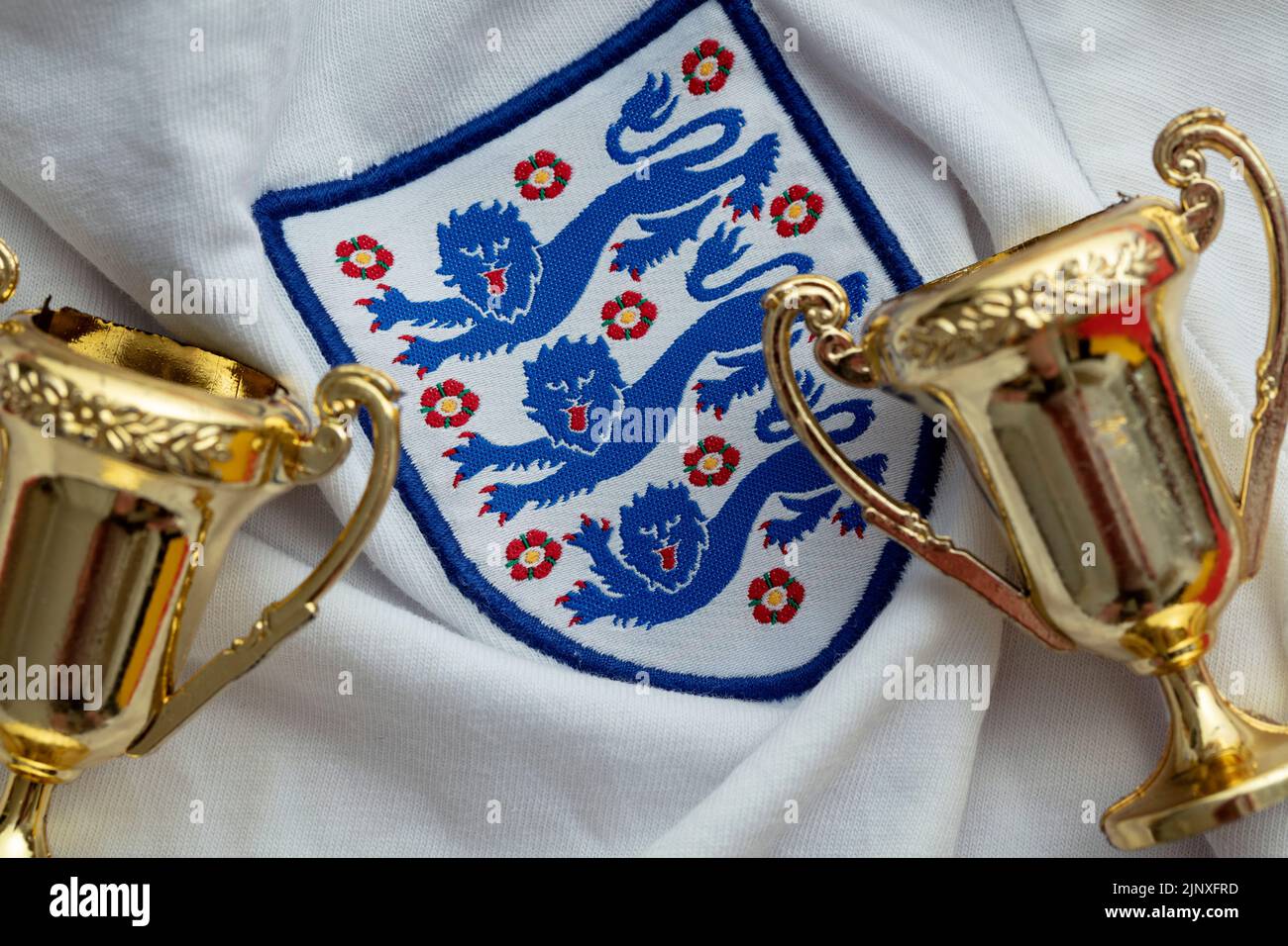 LONDON, UK - August 2022: Three lions national emblem badge on an ...