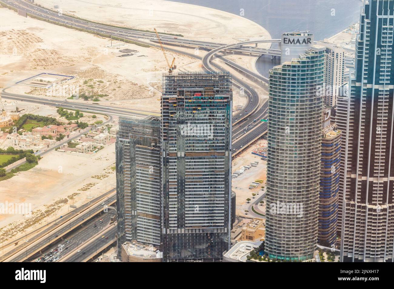 Dubai, UAE - 07.18.2021 - Areal view of buildings in downtown Stock ...