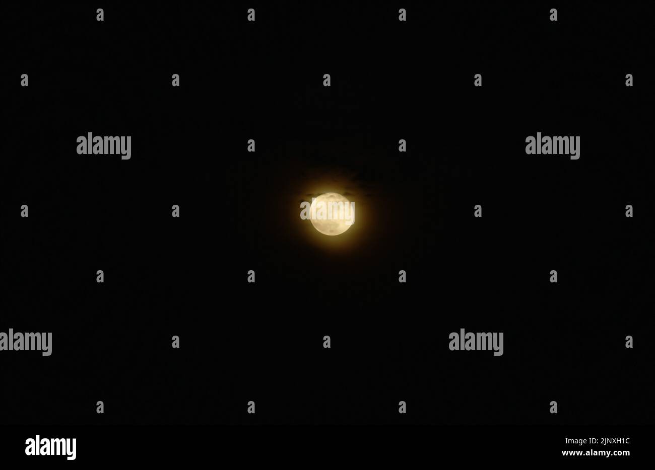 yellow full moon cover by spreading cloud in night Stock Photo - Alamy