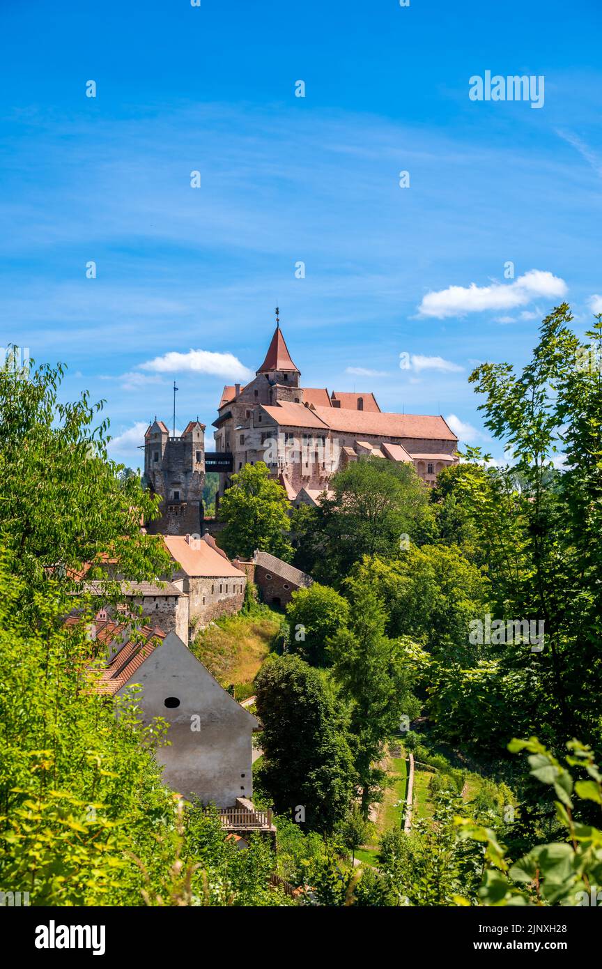 Outdoor view of Pernstejn castle near the Nedvedice village, Czech ...