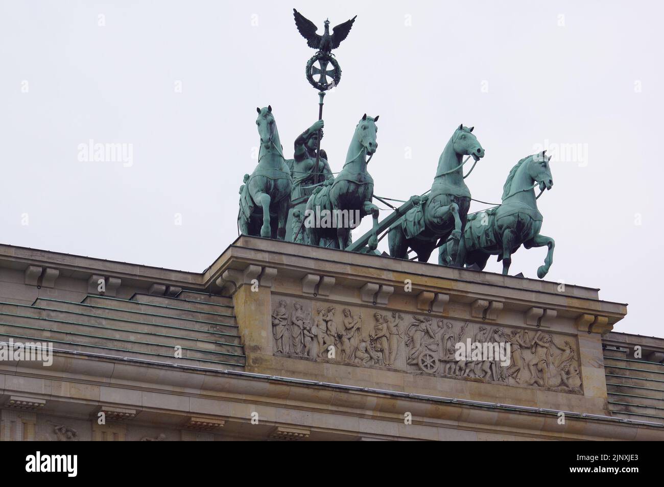 Berlin, Germany: Brandenburger Tor (Brandenburg Gate), a view of the quadriga and the relief ...