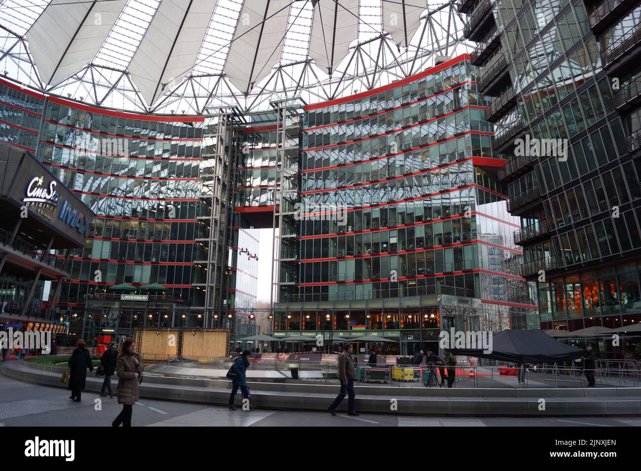 Berlin, Germany: Potsdamer Platz, interior of the Sony Center designed ...