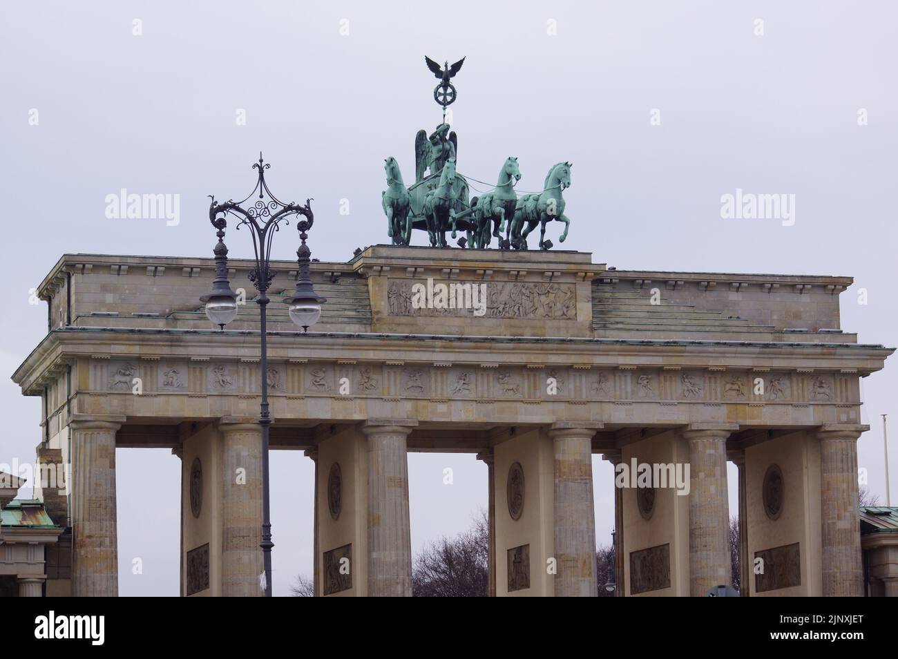 Berlin, Germany: detail of the top side of the Brandenburger Tor ...