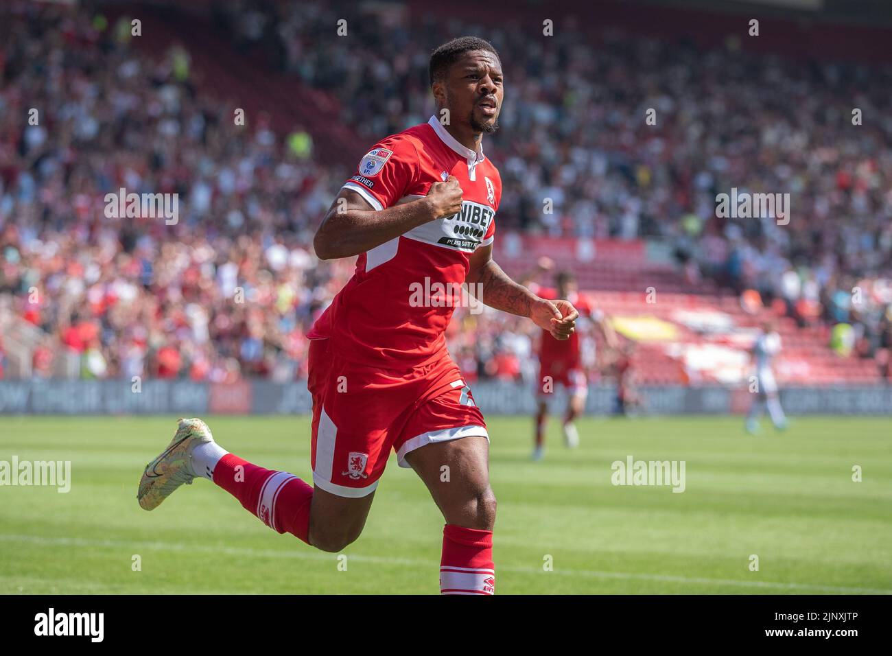 Chuba Akpom #29 of Middlesbrough celebrates his goal and makes the ...