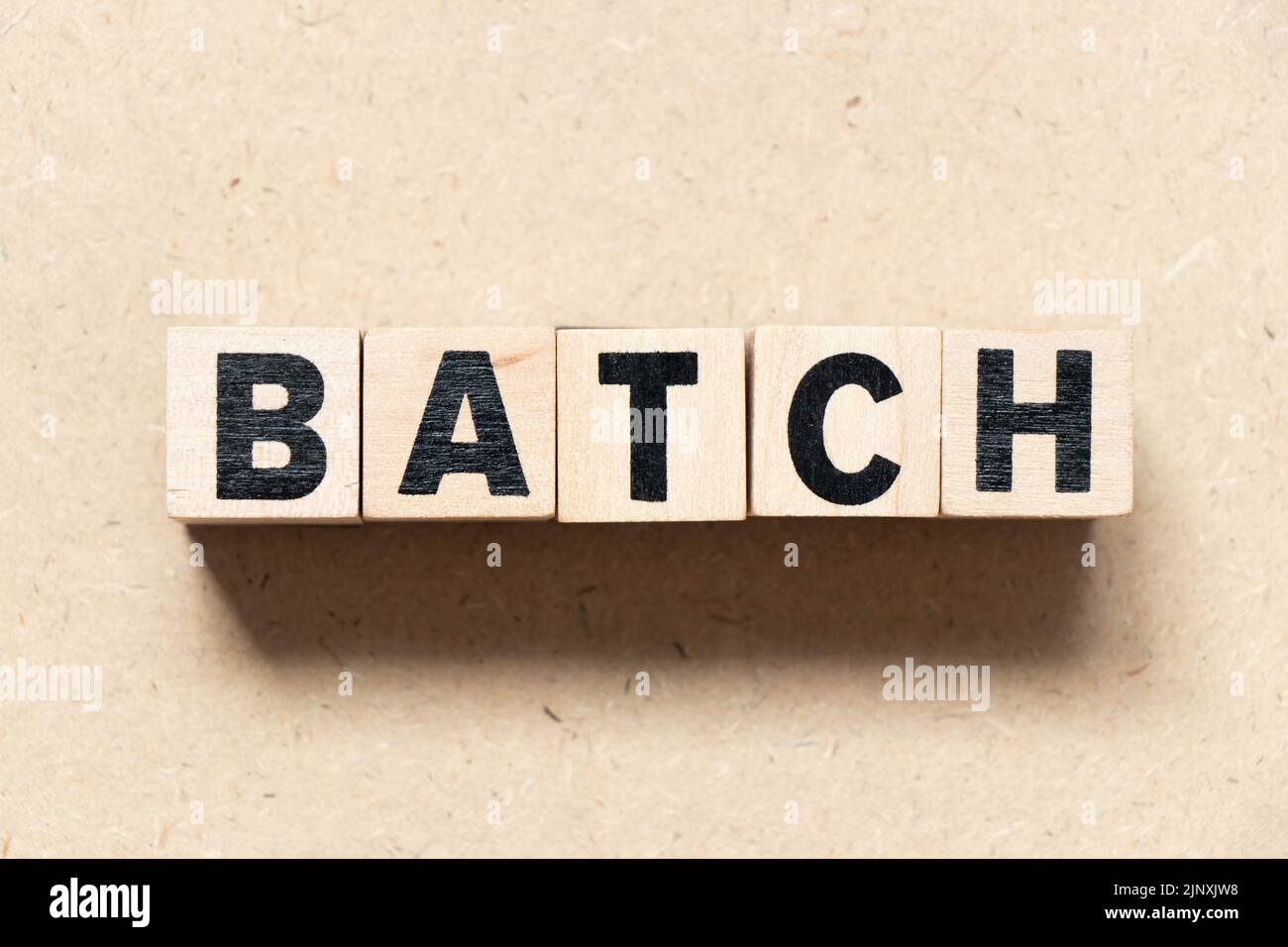 Alphabet letter block in word batch on wood background Stock Photo - Alamy