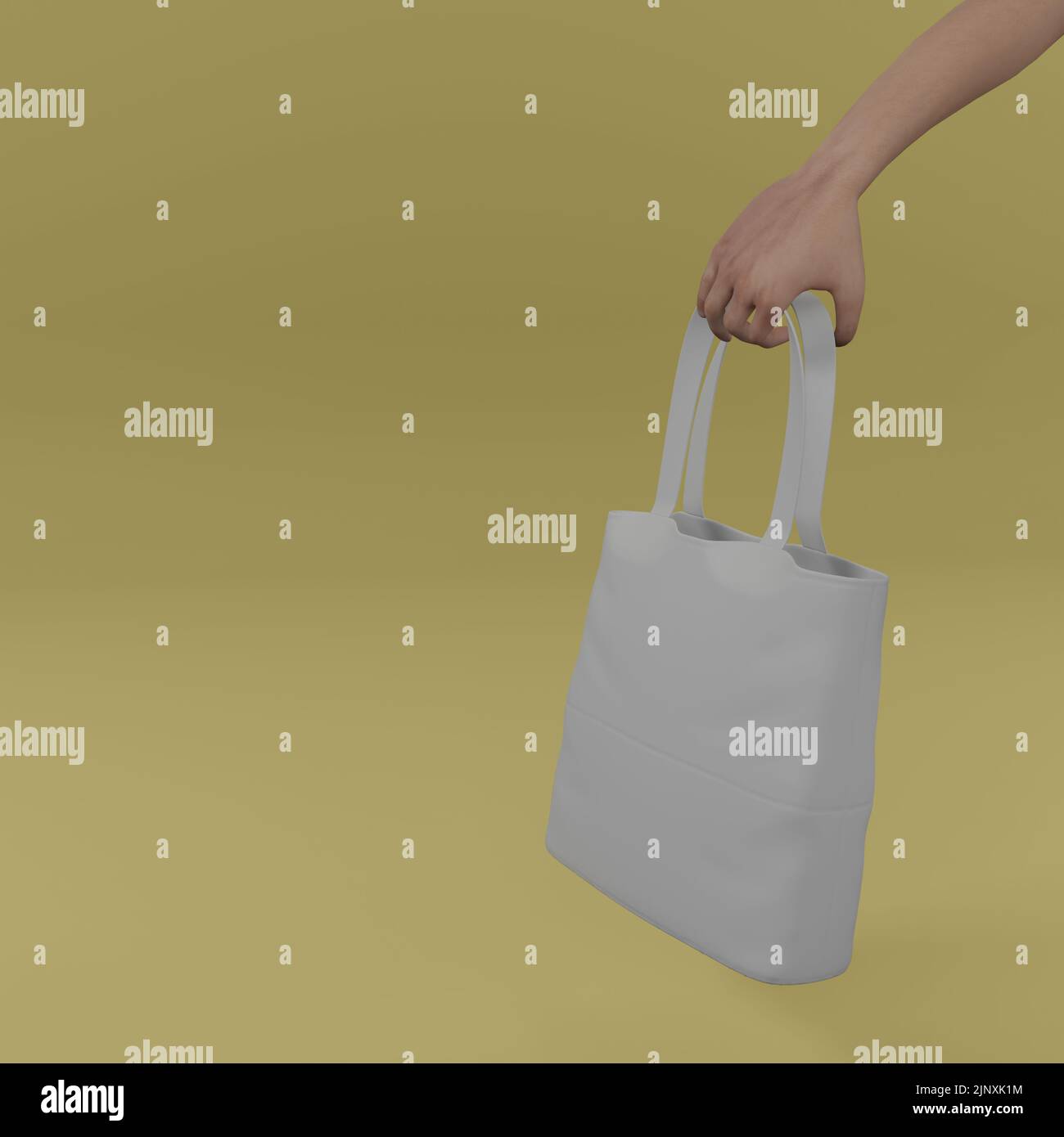 Hand carry white leather bag for template mockup product. 3D ...