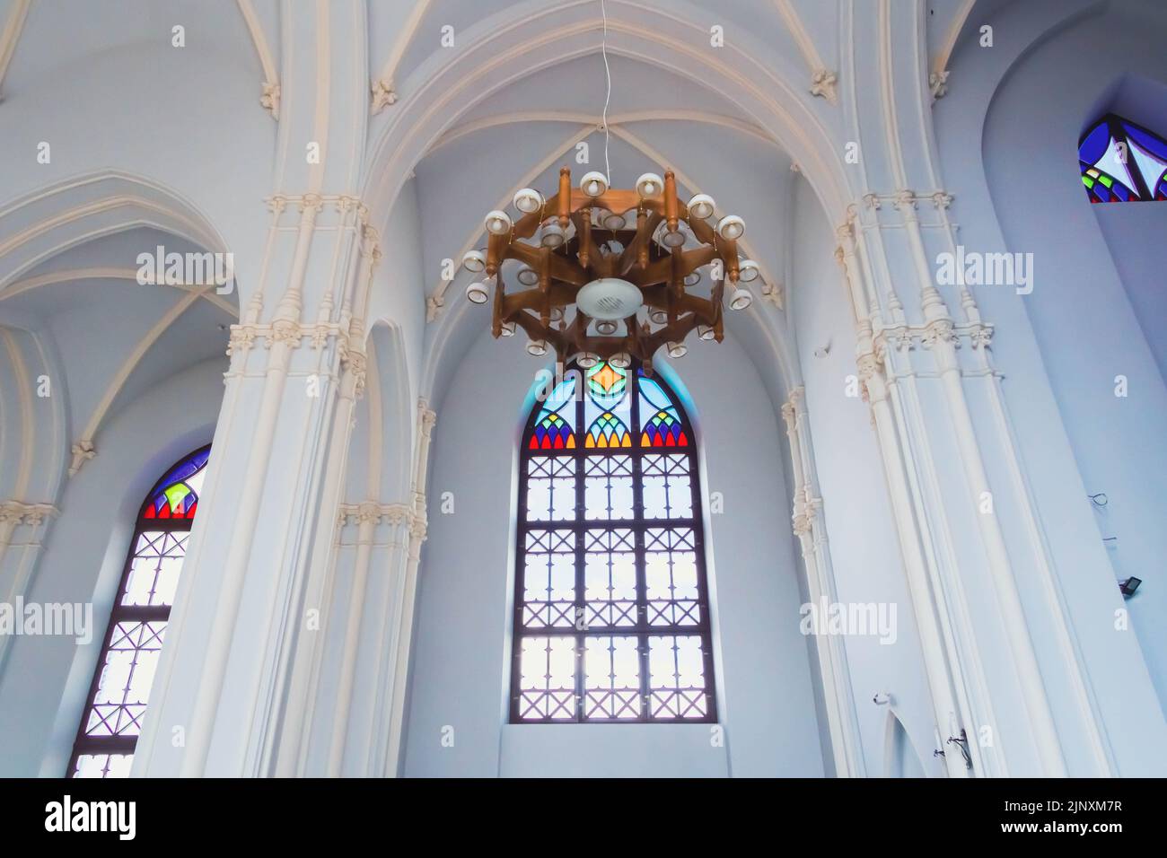Inside the temple. Church attributes. Bible in the church. Vaults of ...