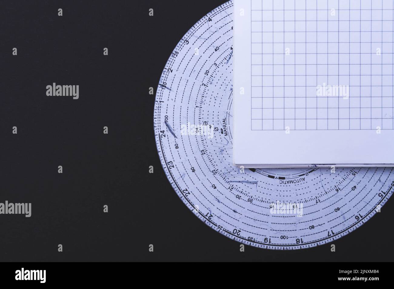 Tachograph and notepad. Driver time tracking. Fixing the movement of ...