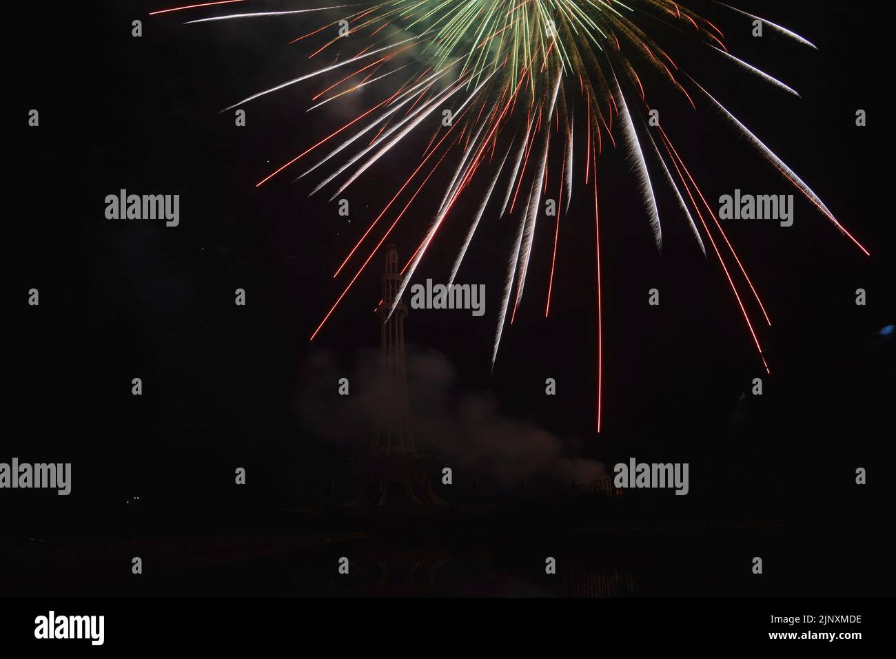 An enthralling wonderful stunning view of fireworks at Minar-e-Pakistan ...