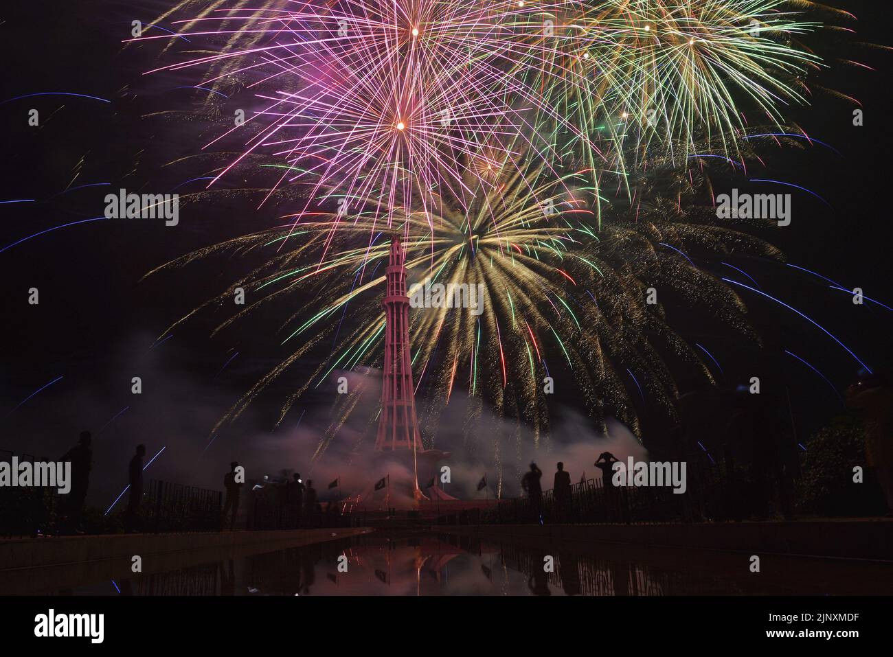 An enthralling wonderful stunning view of fireworks at Minar-e-Pakistan ...