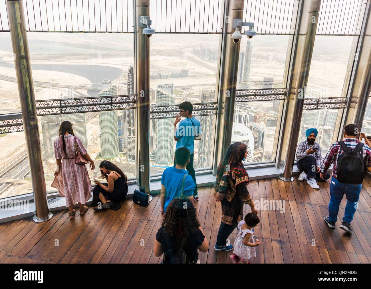Dubai, UAE - 07.18.2021 -Visitors at the highest observation deck in ...