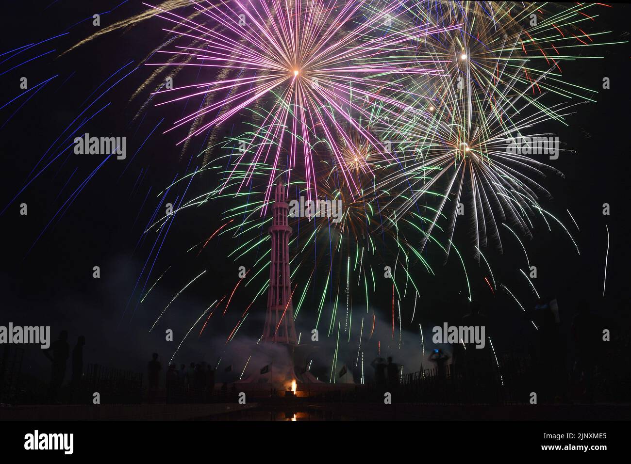 An enthralling wonderful stunning view of fireworks at Minar-e-Pakistan ...