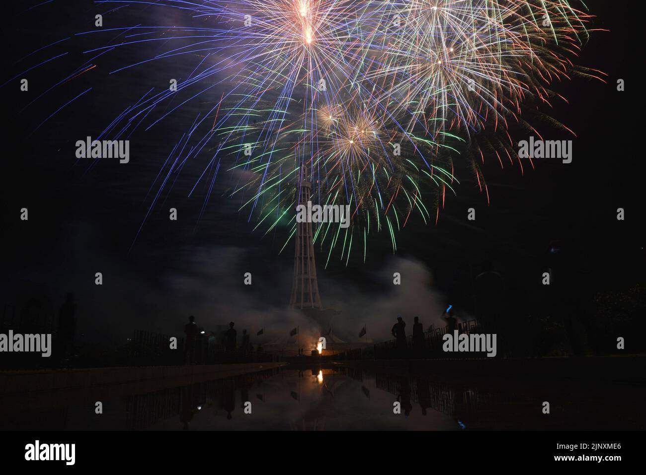 An enthralling wonderful stunning view of fireworks at Minar-e-Pakistan ...