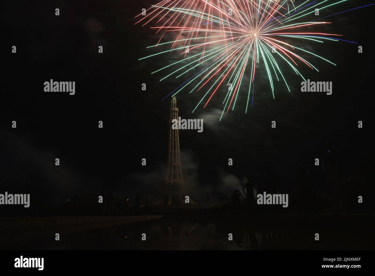 An enthralling wonderful stunning view of fireworks at Minar-e-Pakistan ...