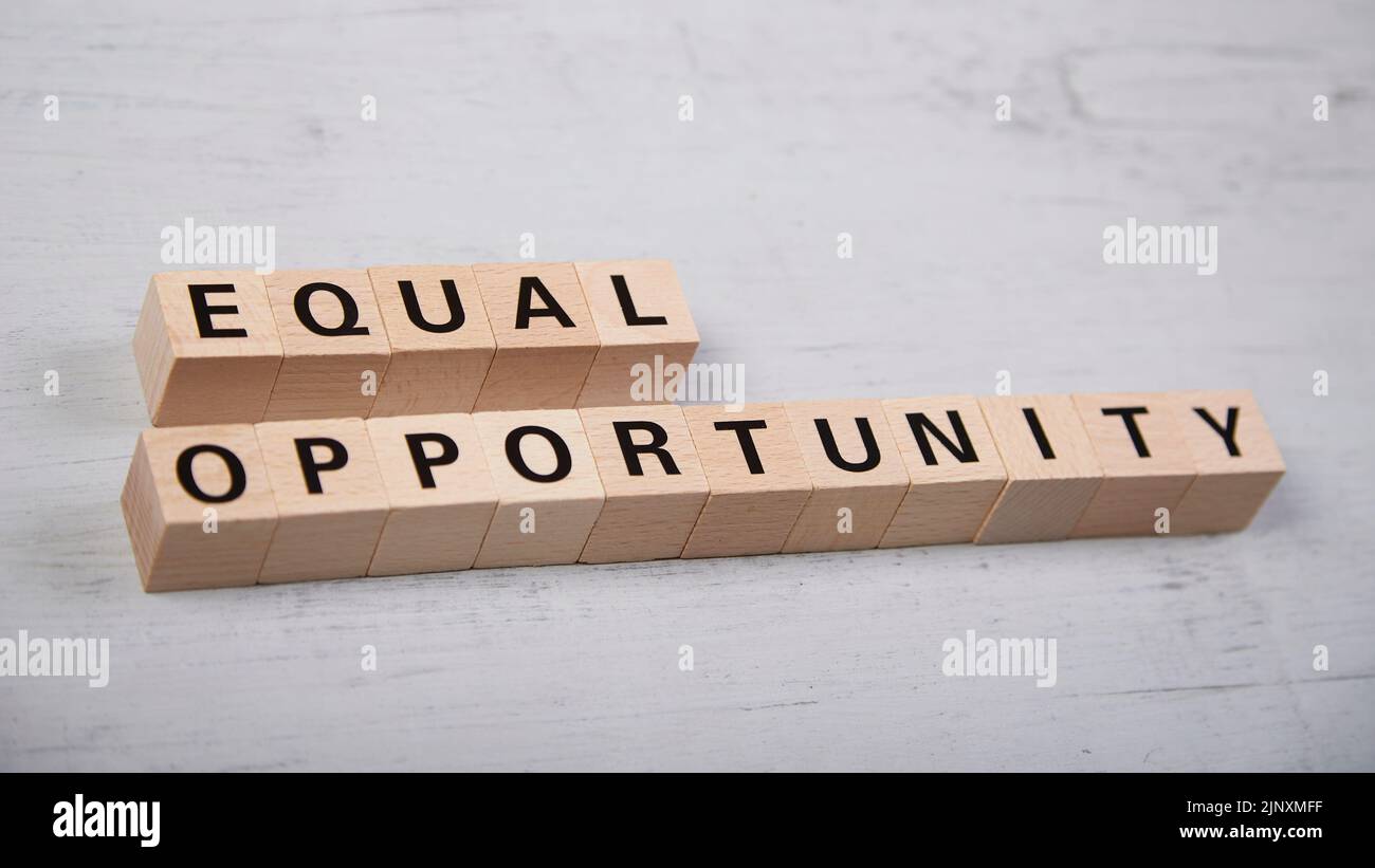 wooden blocks building the word equal opportunity Stock Photo - Alamy