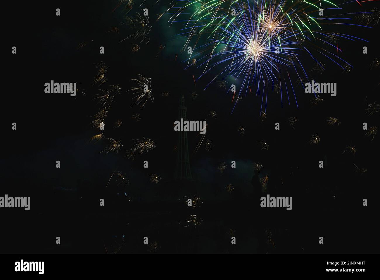 An enthralling wonderful stunning view of fireworks at Minar-e-Pakistan ...