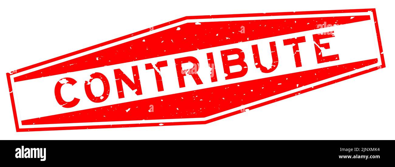 Grunge red contribute word hexagon rubber seal stamp on white background Stock Vector Image ...