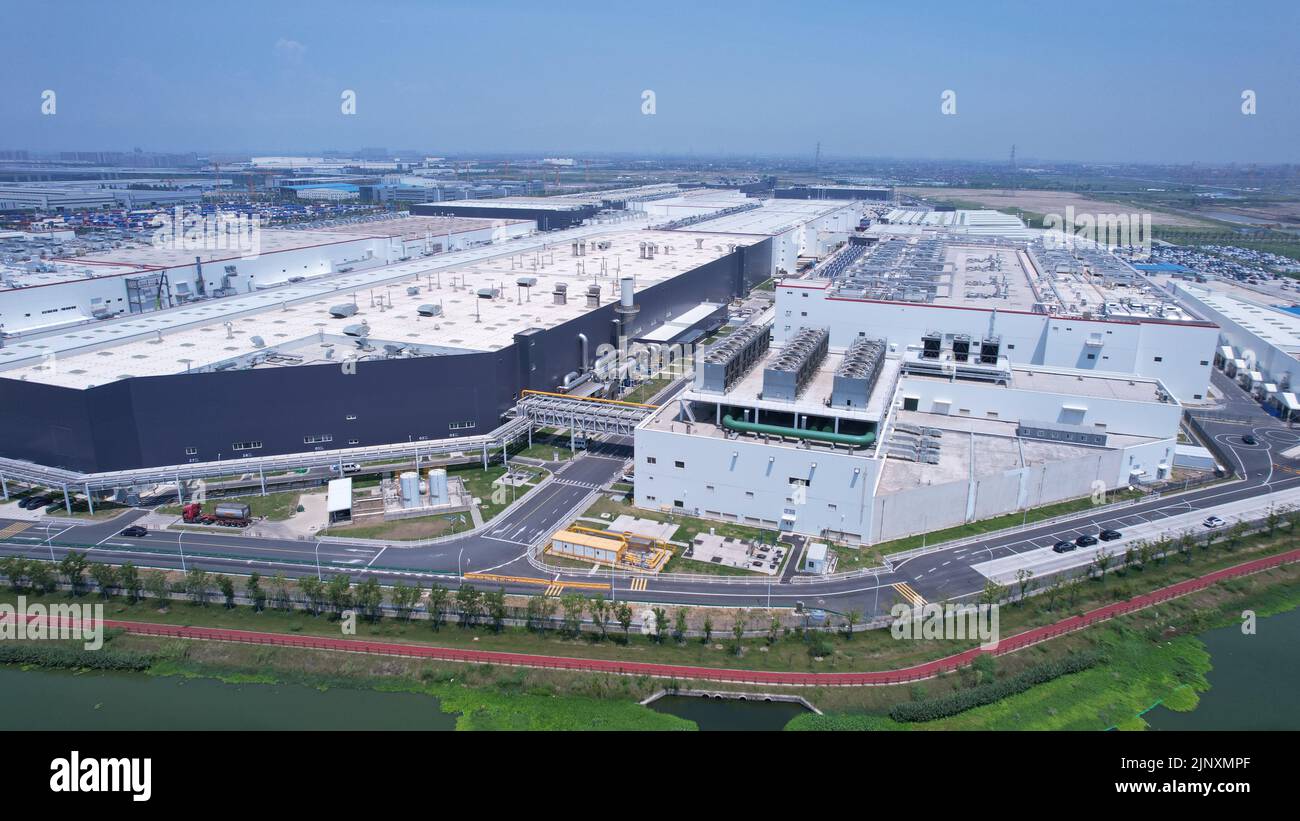 SHANGHAI, CHINA - AUGUST 13, 2022 - A Tesla Gigafactory in Shanghai ...