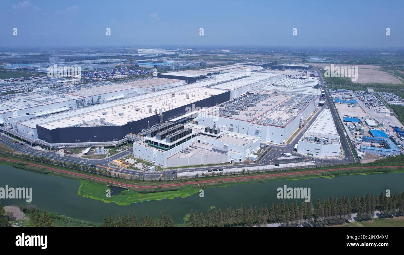 SHANGHAI, CHINA - AUGUST 13, 2022 - A Tesla Gigafactory in Shanghai ...