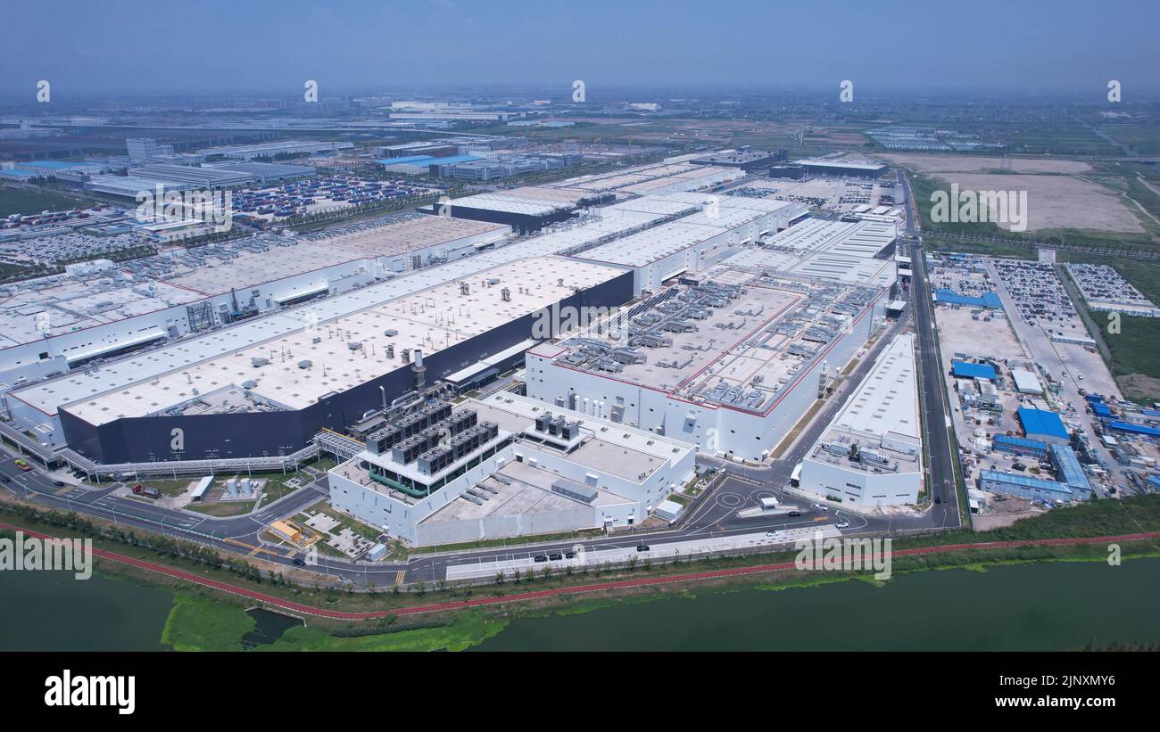 SHANGHAI, CHINA - AUGUST 13, 2022 - A Tesla Gigafactory in Shanghai ...