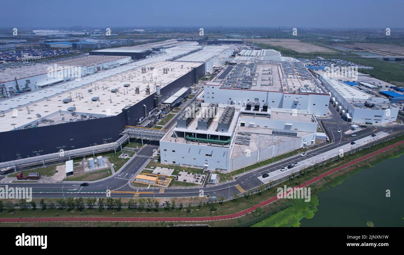SHANGHAI, CHINA - AUGUST 13, 2022 - A Tesla Gigafactory in Shanghai ...