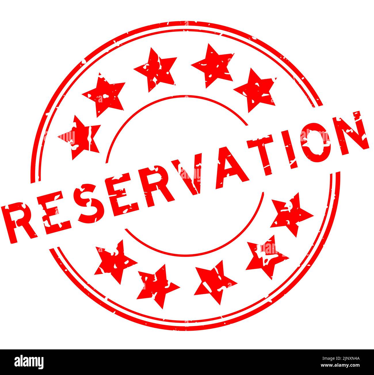 Grunge red reservation word with star icon round rubber seal stamp on ...
