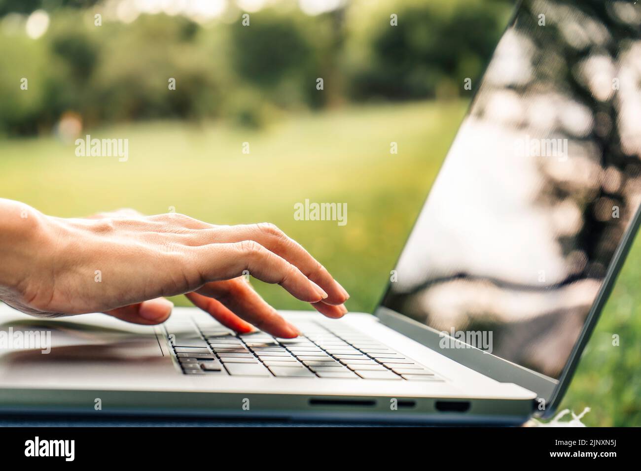 Typing in nature hi-res stock photography and images - Alamy