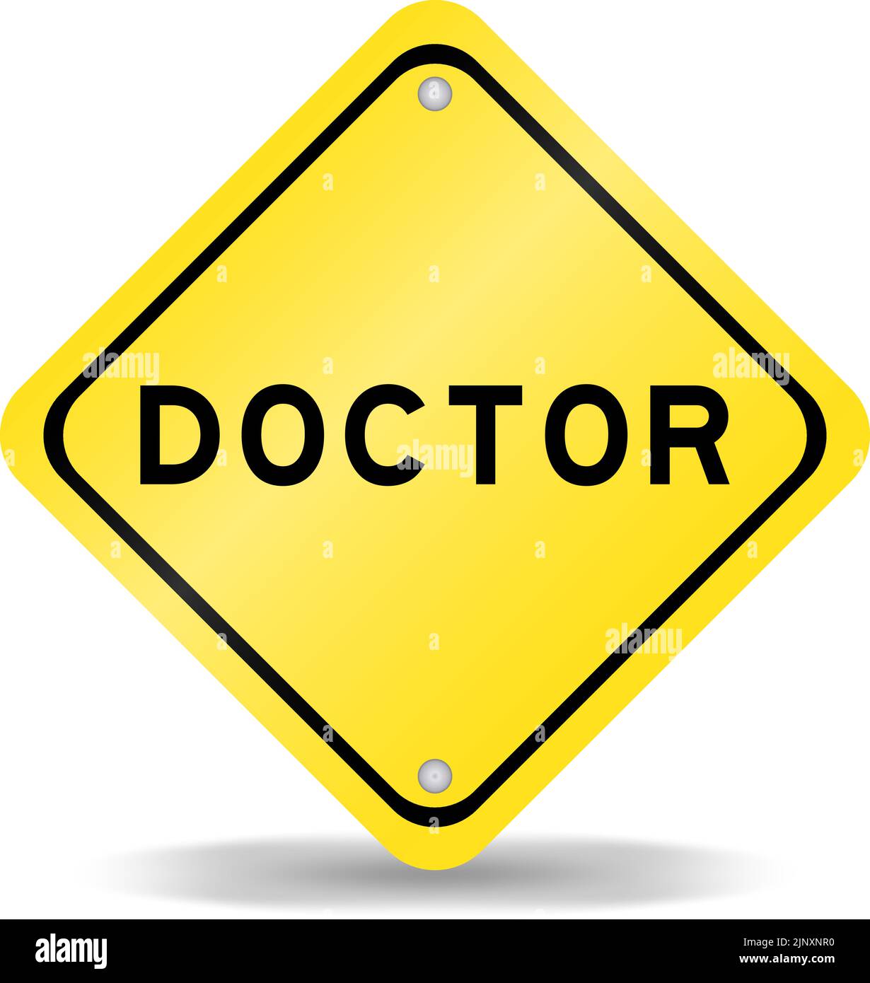 Yellow color transportation sign with word doctor on white background ...