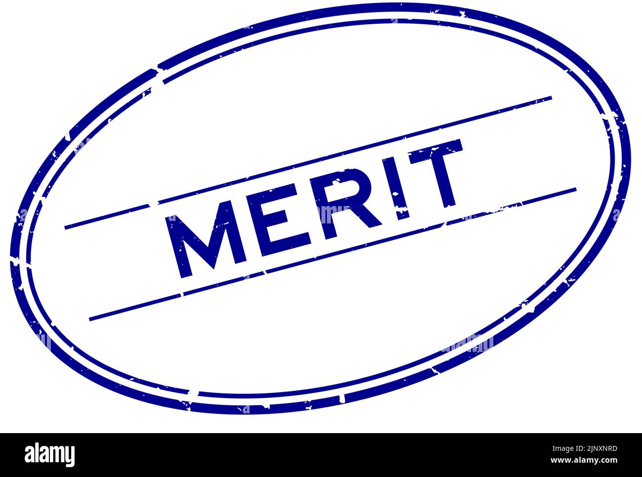 Grunge blue merit word oval rubber seal stamp on white background Stock ...