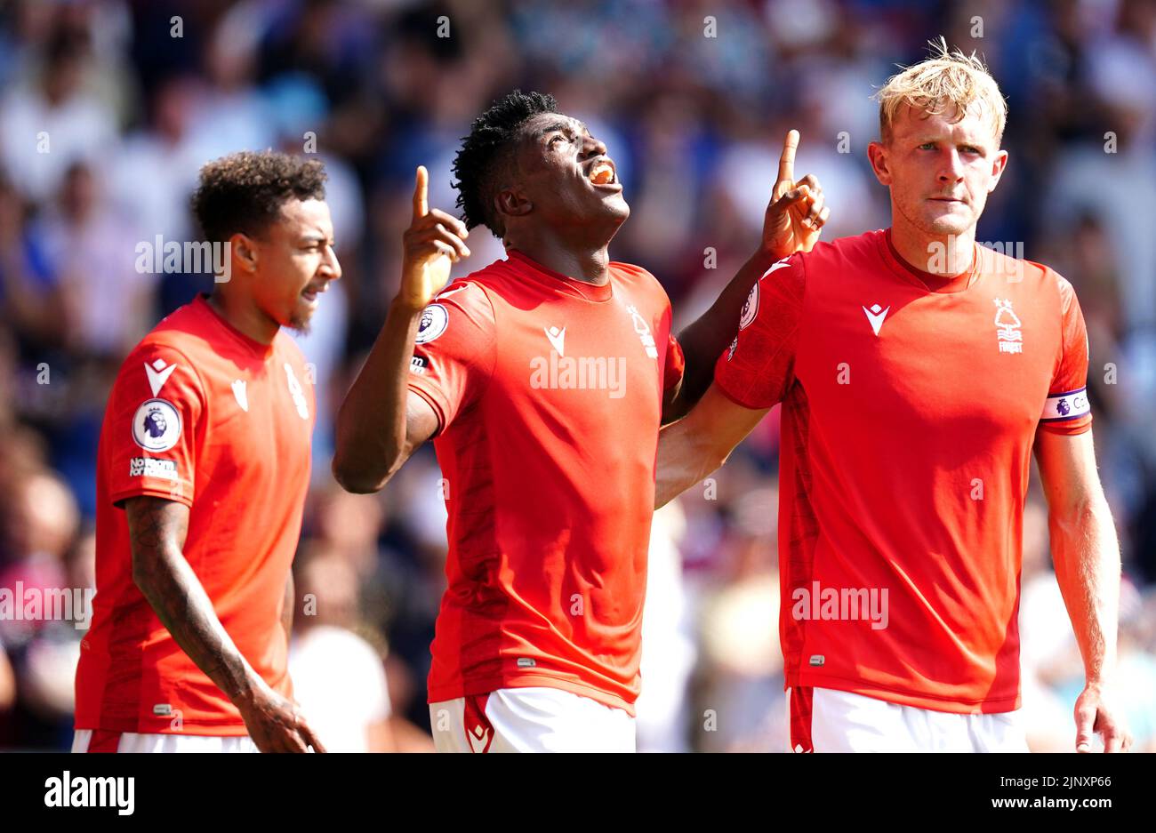 Nottingham Forest's Taiwo Awoniyi (centre) celebrates scoring their ...