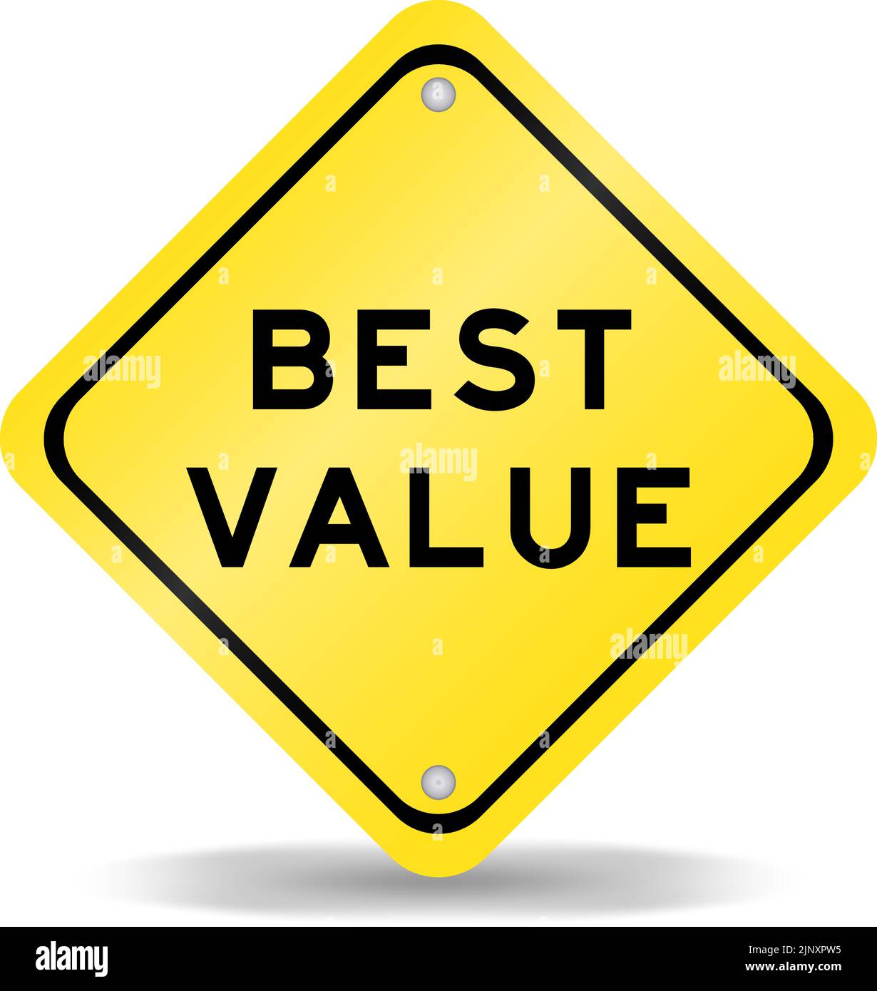 Yellow color transportation sign with word best value on white ...