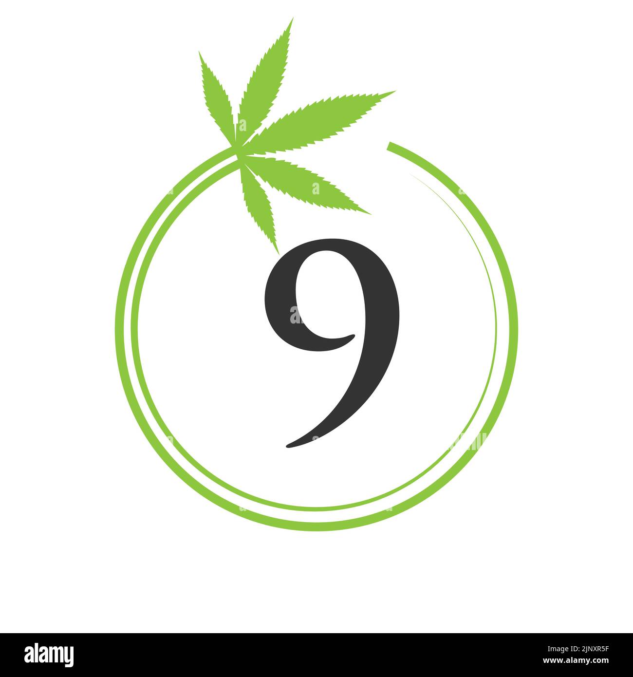 Cannabis Marijuana Logo on Letter 9 Concept For Health and Medical ...