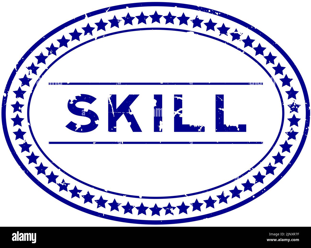 Grunge blue skill word oval rubber seal stamp on white background Stock ...