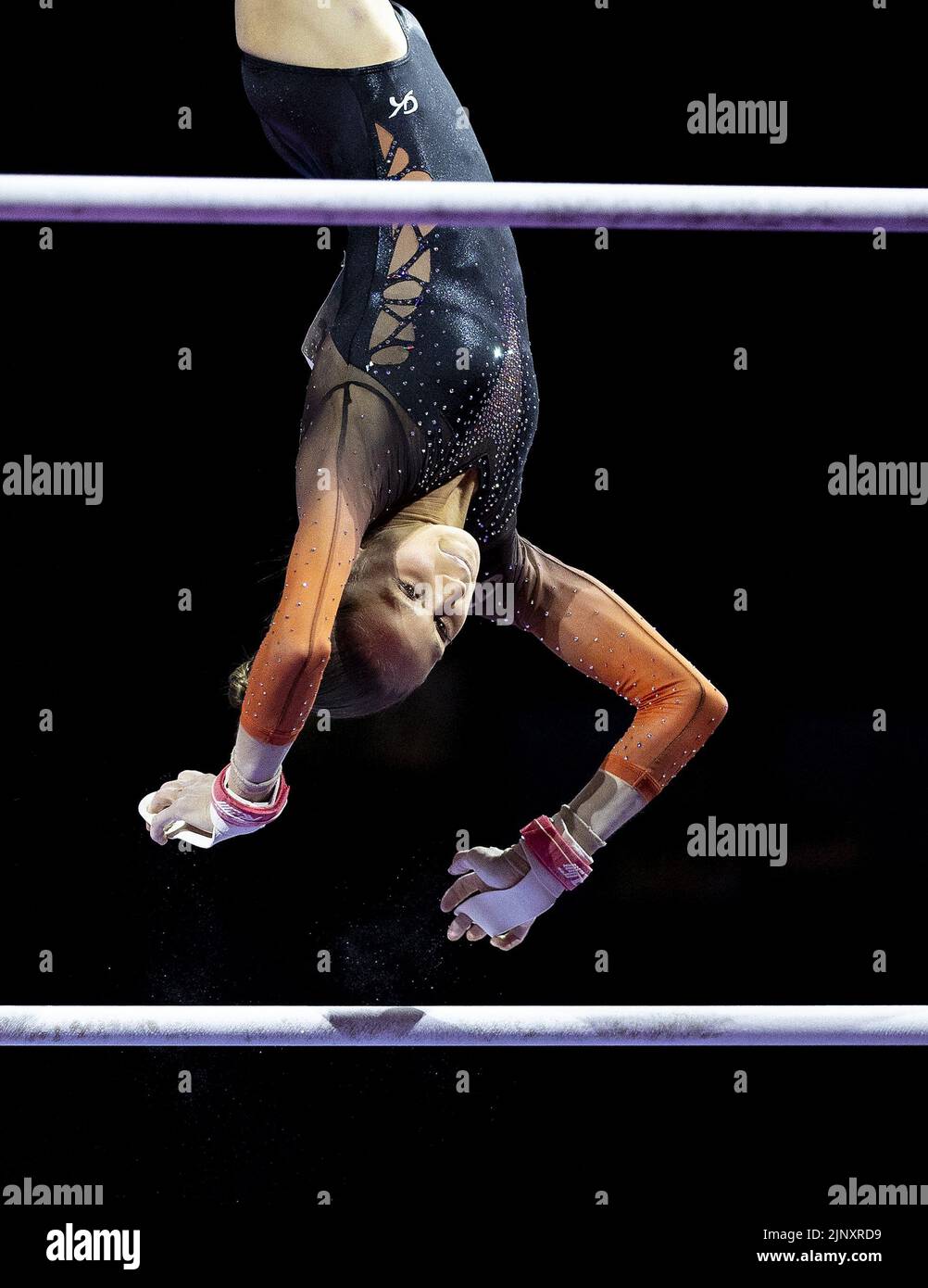 MUNCHEN - Naomi Visser in action during the apparatus final gymnastics ...