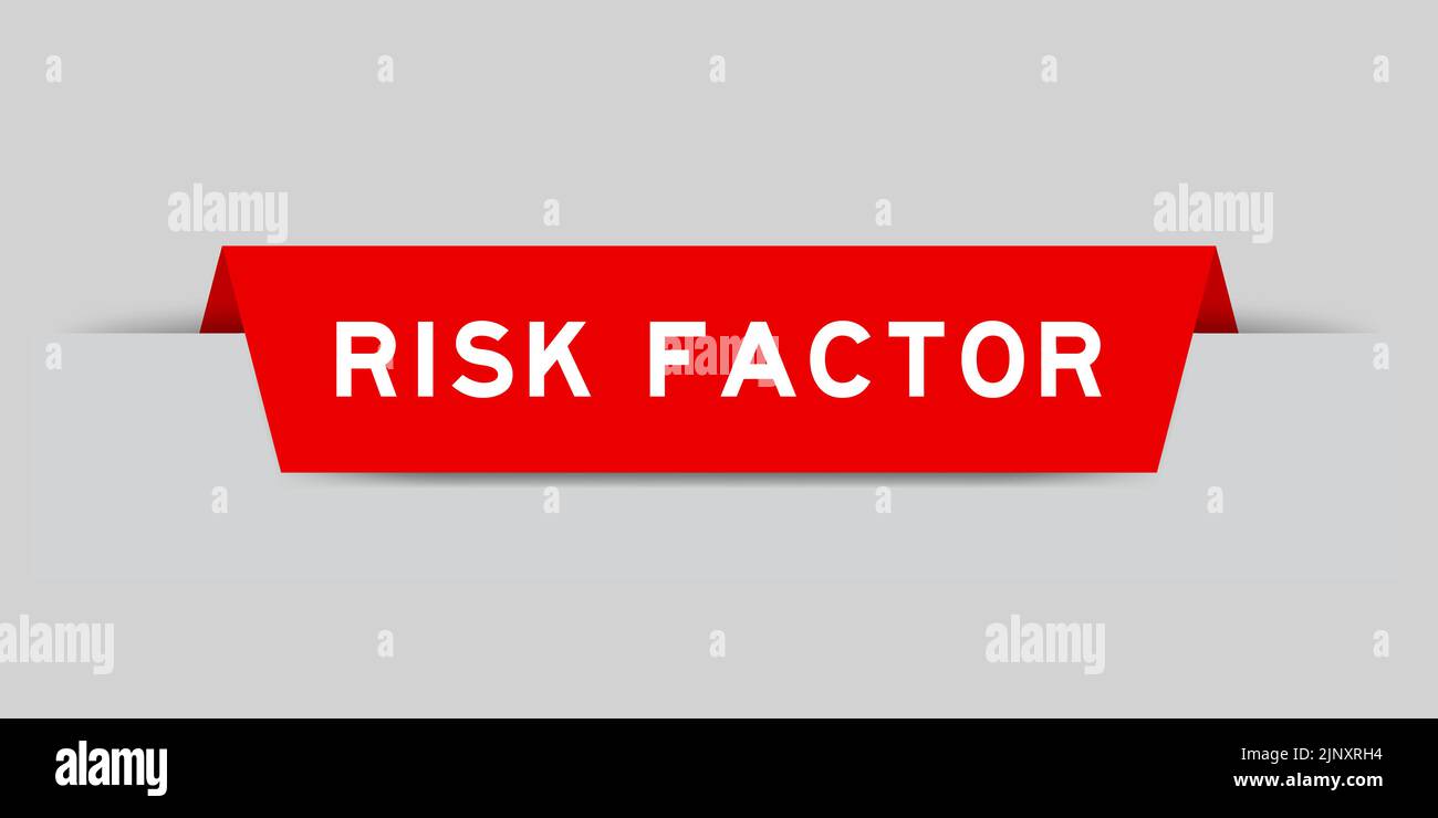 Red color inserted label with word risk factor on gray background Stock ...