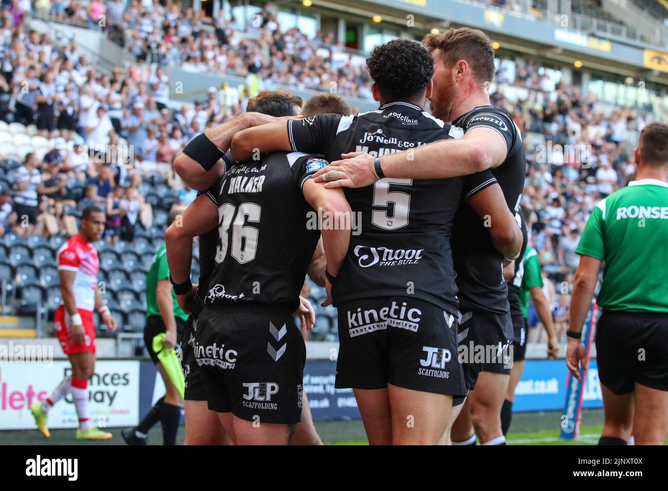 Jack Walker #36 of Hull FC celebrates his try to make it 4-0 Stock ...