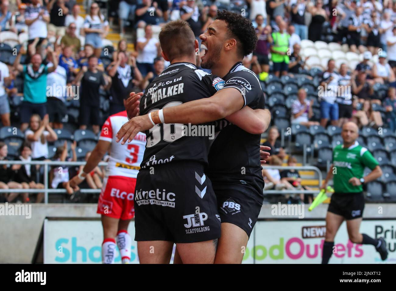 Jack Walker #36 of Hull FC celebrates his try to make it 4-0 Stock ...